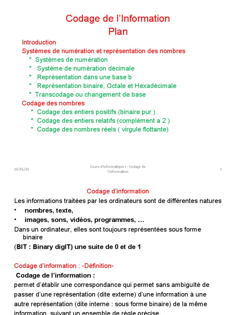 Introduction au Codage Numérique | PDF | Code (information) | Nombre