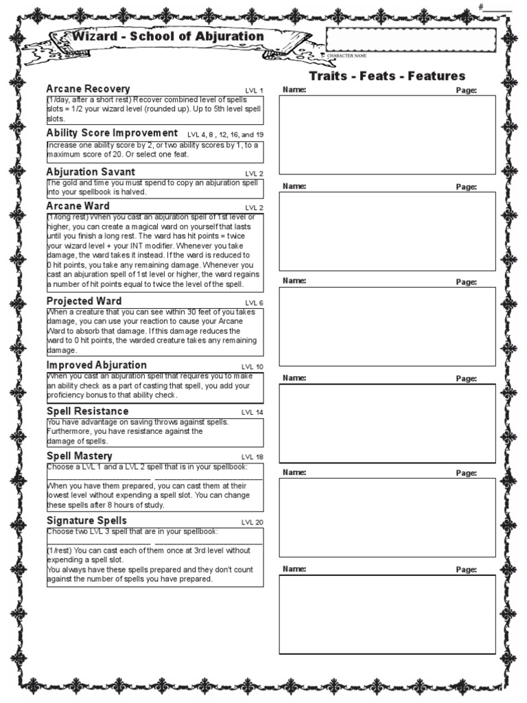 Wizard - School of Abjuration | PDF | Dungeons & Dragons | Role Playing