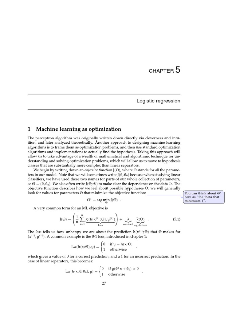Notes Chapter Logistic Regression | PDF | Loss Function | Statistical ...