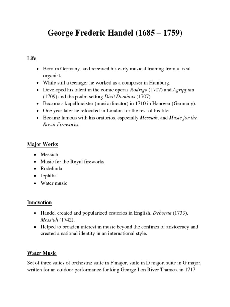 George Frederic Handel | PDF | History