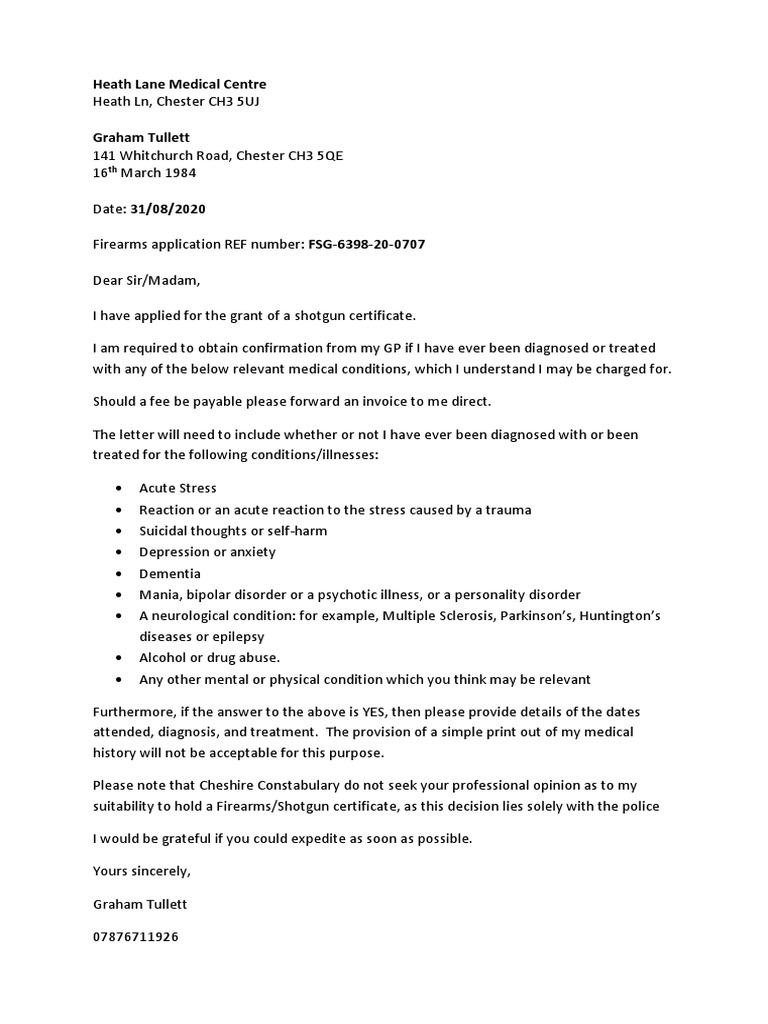 Firearms GP Letter | PDF