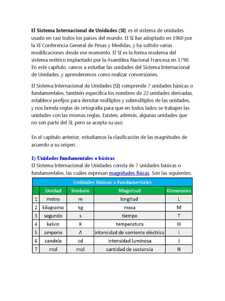 El Sistema Internacional de Unidades | PDF | Sistema Internacional de ...