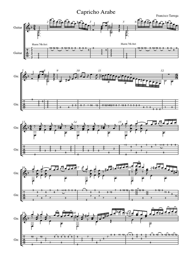 Capricho Arabe Guitar Tabs and Sheet | PDF | Guitar Family Instruments ...