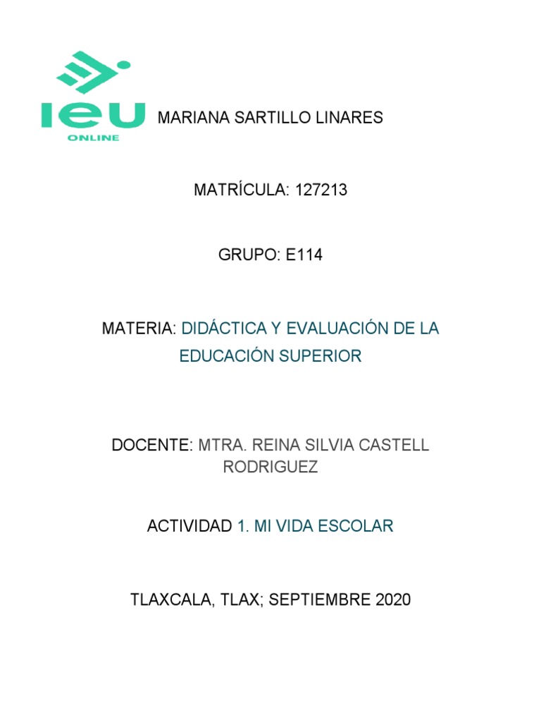 Reflexiones sobre mi vida escolar | PDF | Maestros | Plan de estudios