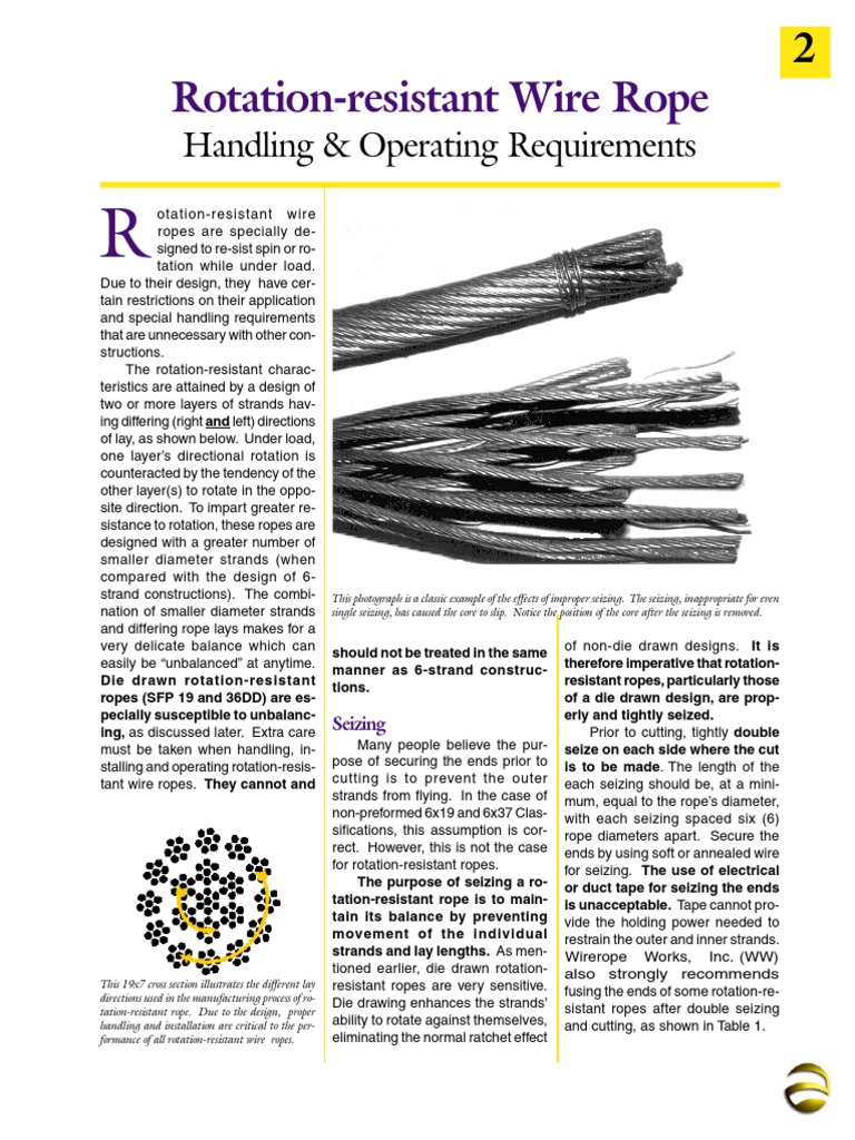 Rotation-Resistant Wire Rope: Handling & Operating Requirements | PDF ...
