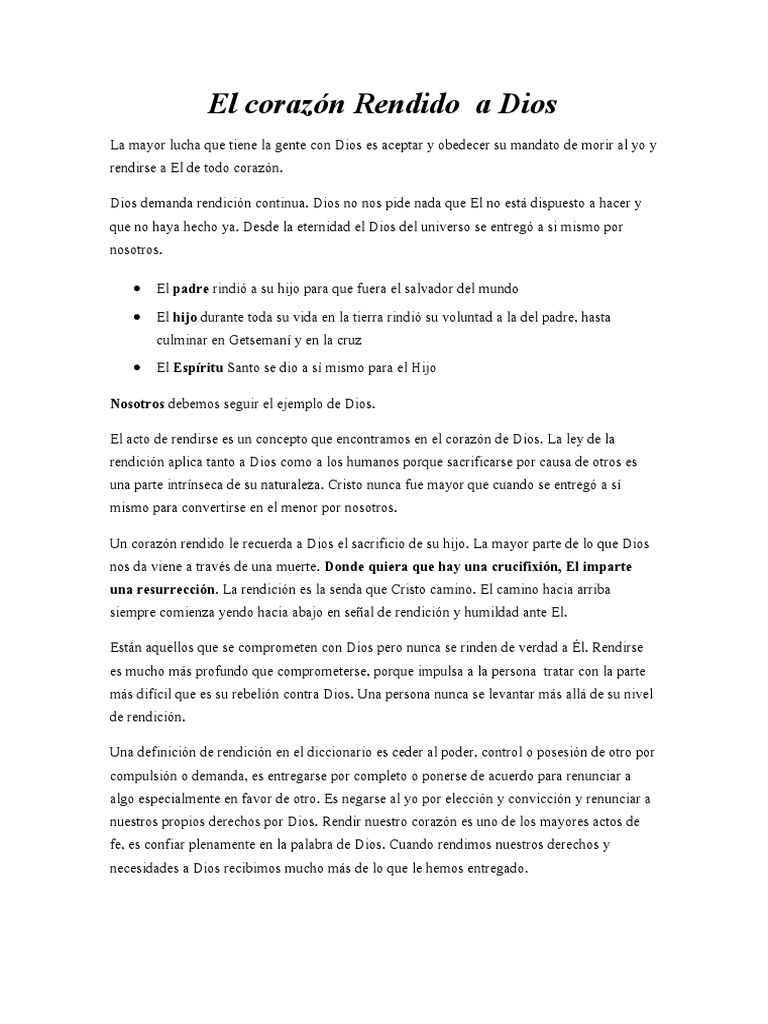 El Corazón Rendido A Dios | PDF | Cristo (título) | Dios