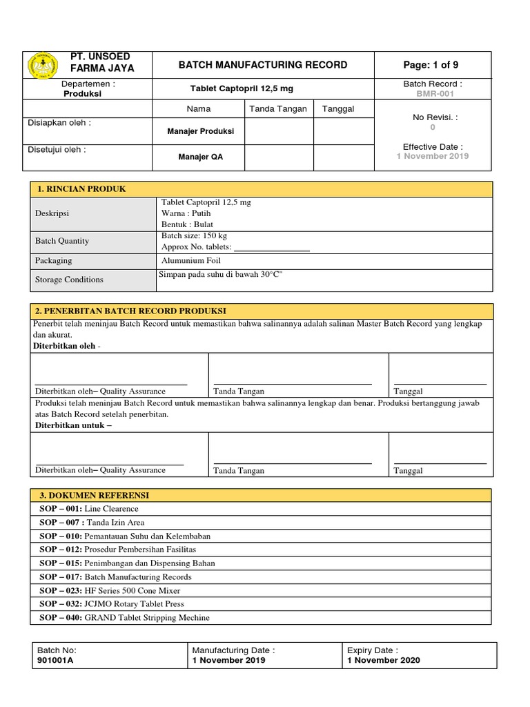 BMR Tablet Kempa Langsung | PDF