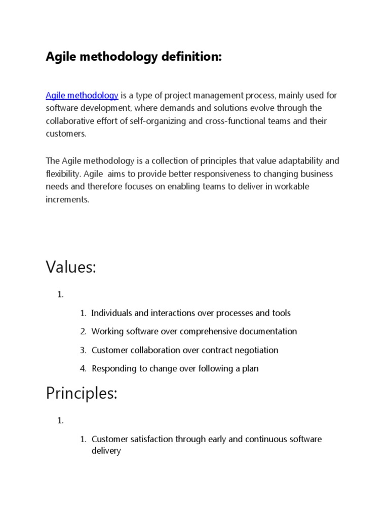 Agile Methodology Definition | PDF