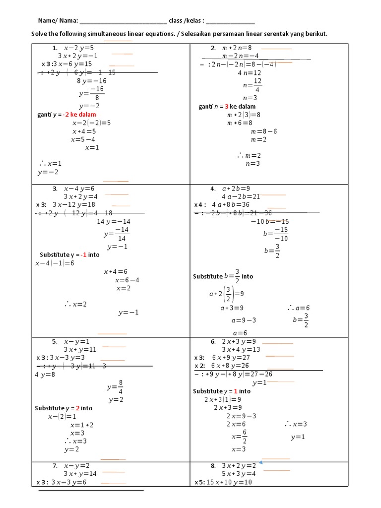Simultaneous Equations BM | Download Free PDF | Equations | Mathematical Objects