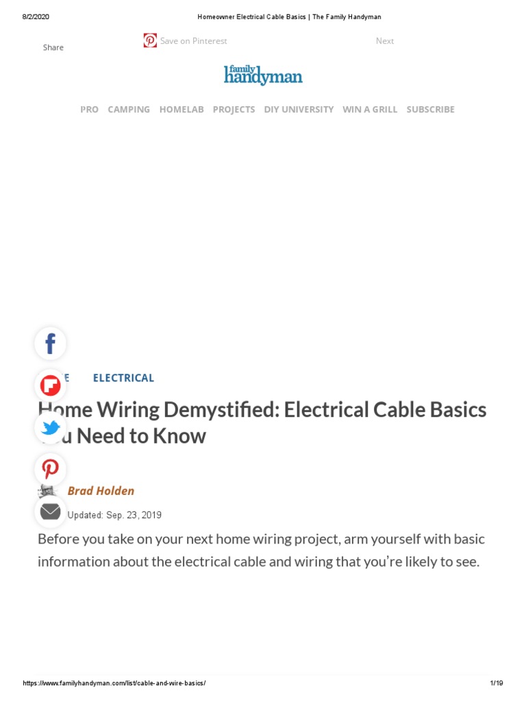 Homeowner Electrical Cable Basics - The Family Handyman | PDF ...