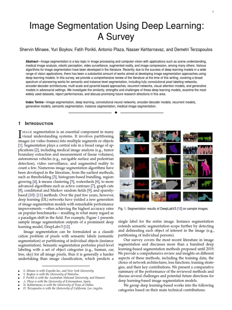 Image Segmentation Using Deep Learning A Survey Pdf Image Segmentation Deep Learning