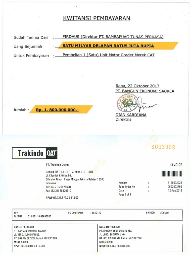 Invoice Motor Grader 2 Unit | PDF