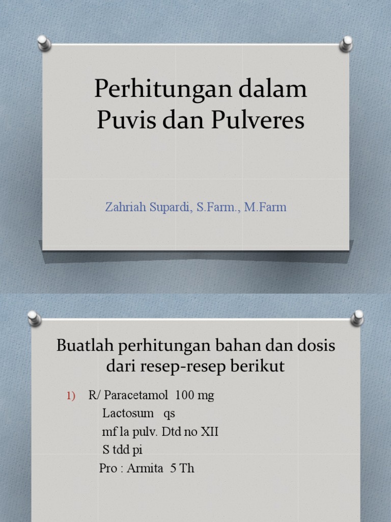 Perhitungan Dalam Puvis Dan Pulveres | PDF