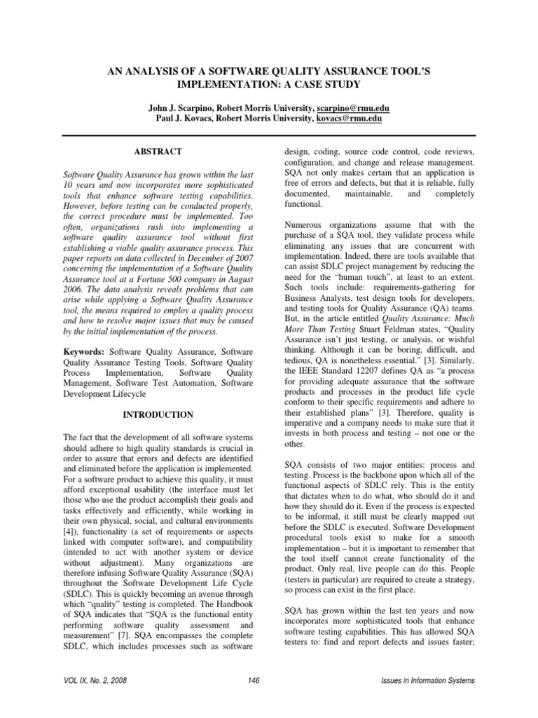 Case - Study On SQA Tools | PDF | Software Testing | Quality Assurance