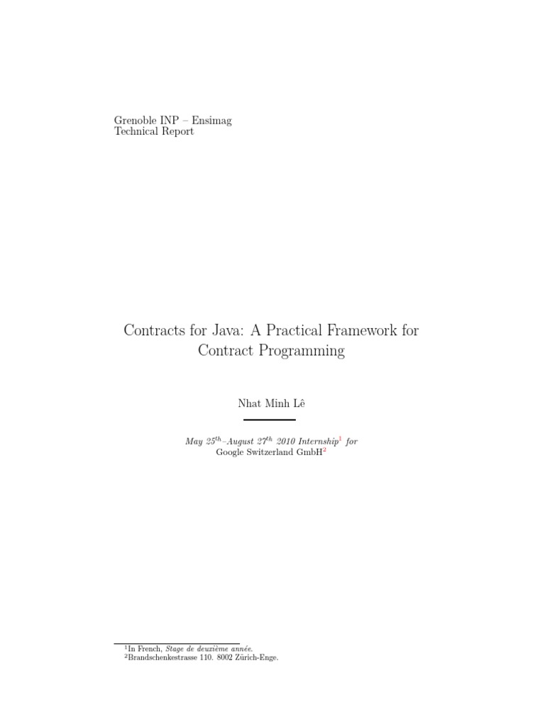 Contracts For Java A Practical Framework For Contract Programming Pdf Class Computer