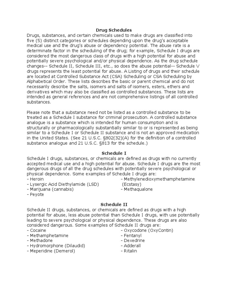 Drug Schedules | PDF | Controlled Substances Act | Drugs