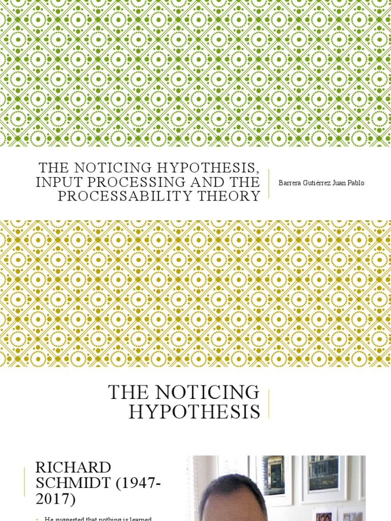 Noticing Hypothesis, Input and Processability Theory | PDF