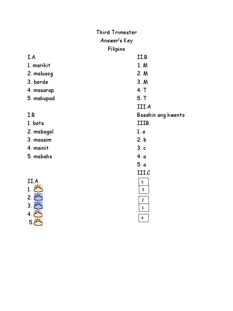 Answer Key Filipino | PDF