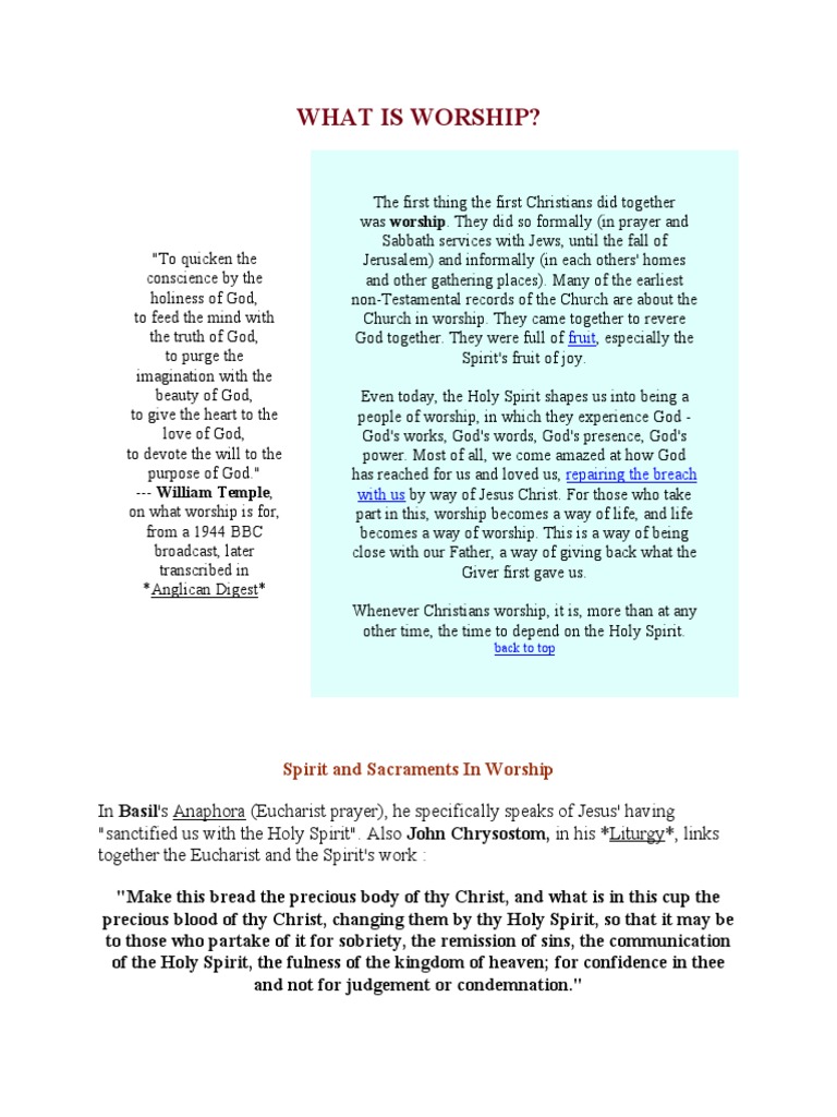What Is Worship | PDF | Prayer | Eucharist