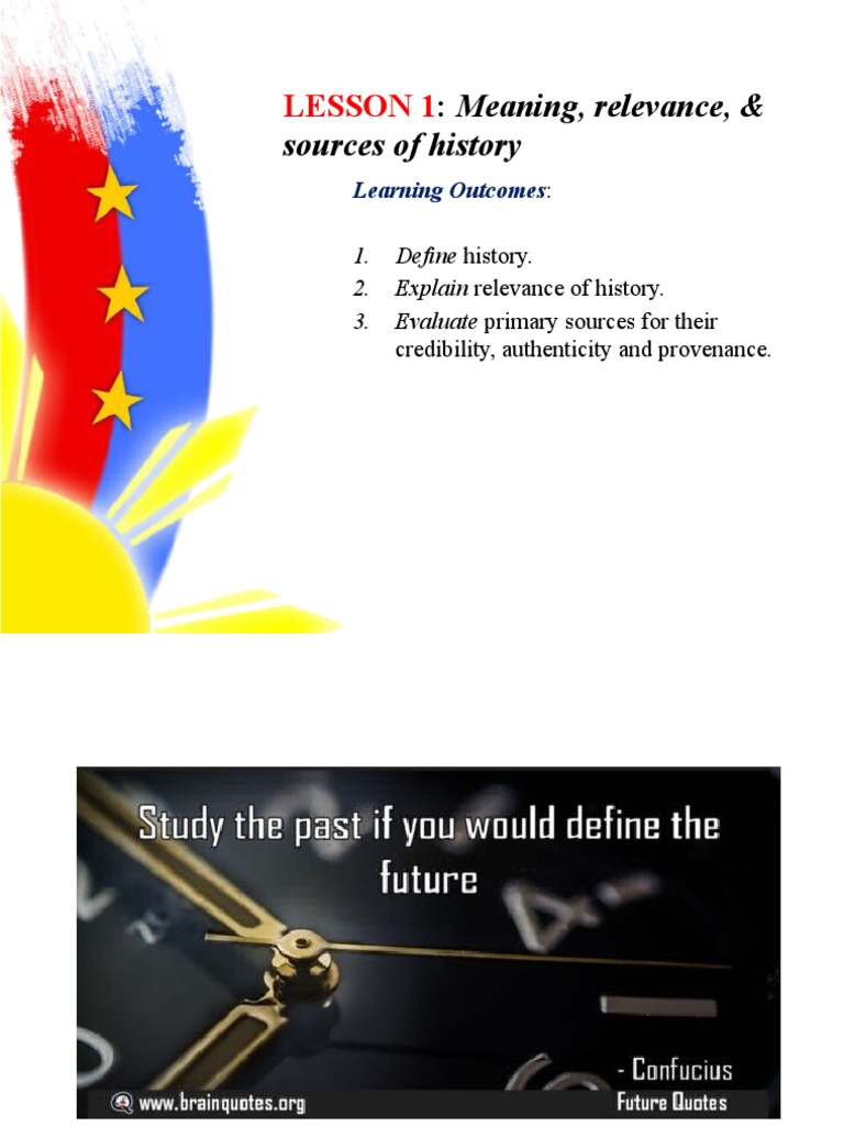 Lesson 1: Sources of History | PDF | Relevance | Science