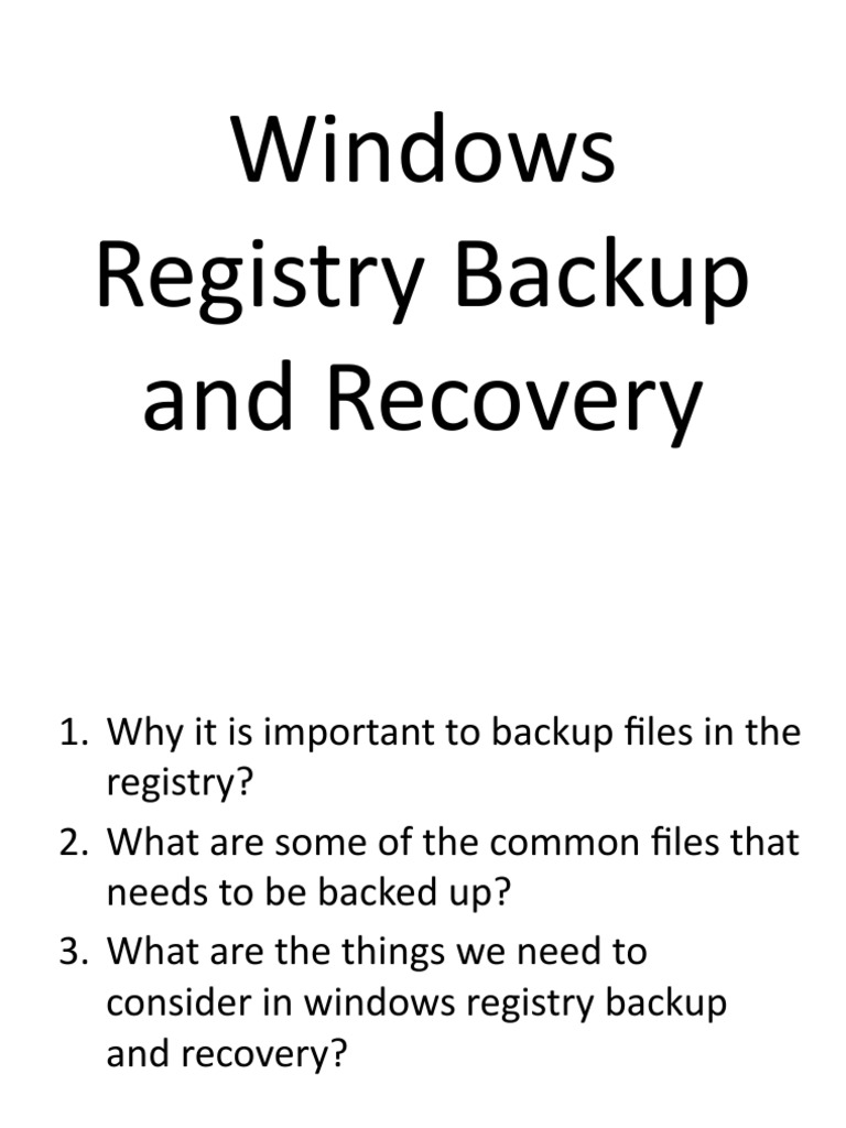 Process of Back Up and Recovery | PDF | Windows Registry | Operating ...