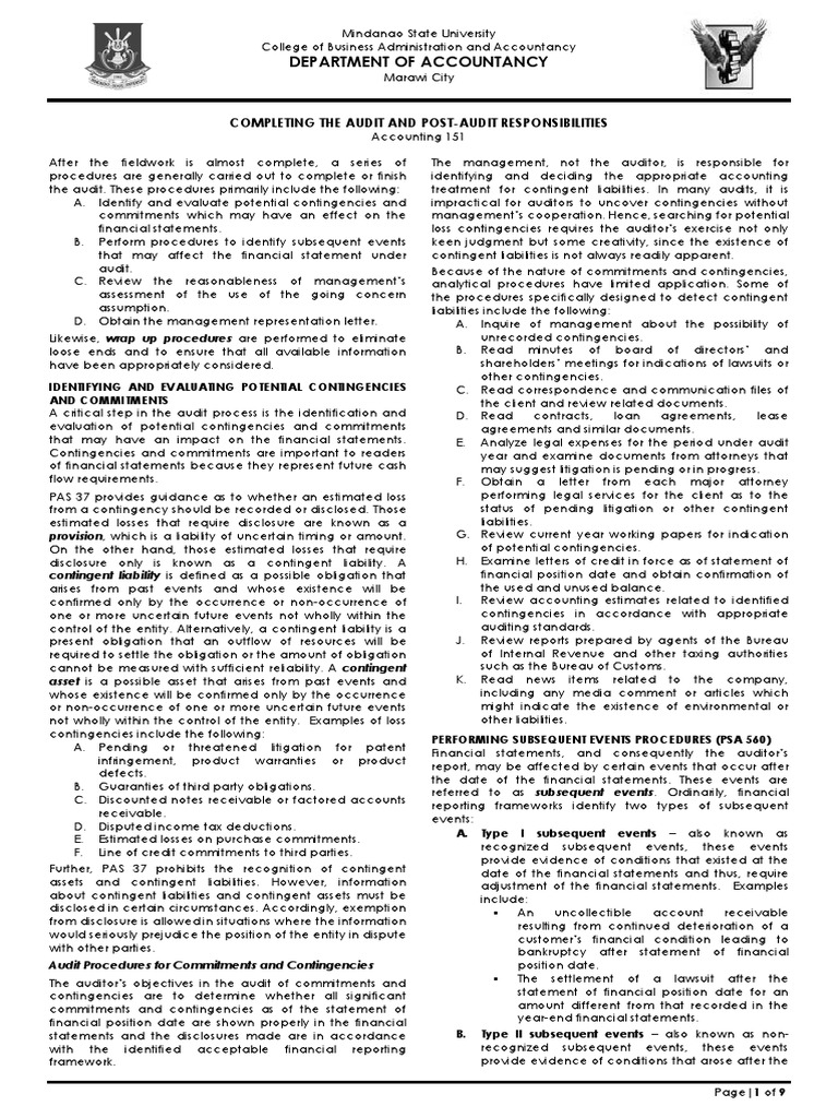 15 Completing The Audit and Post Audit Responsibilities Final PDF | PDF ...