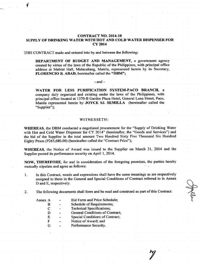 Contract No.2014-10 Supply - Water Dispenser | PDF | Arbitration ...
