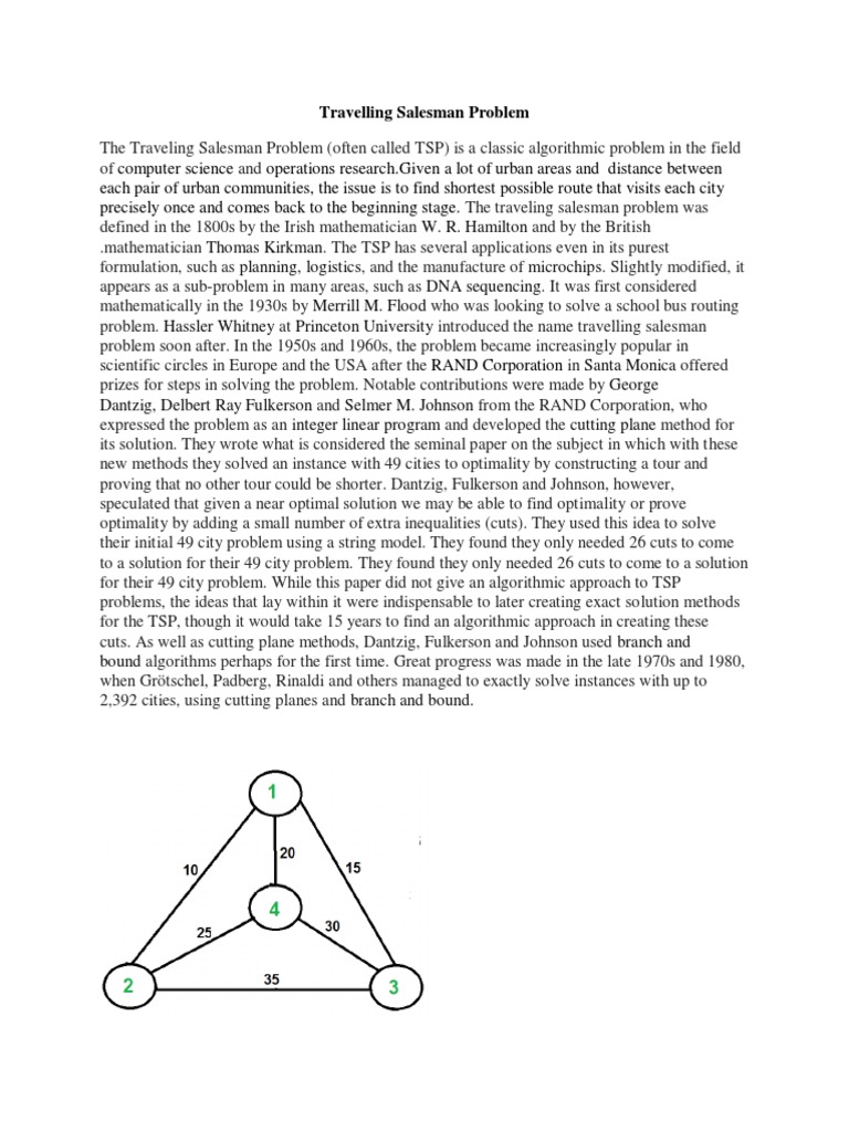 Travelling Salesman Problem | PDF | Algorithms | Theoretical Computer Science