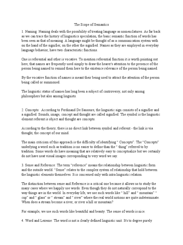 Scope of Semantics | Download Free PDF | Word | Sentence (Linguistics)