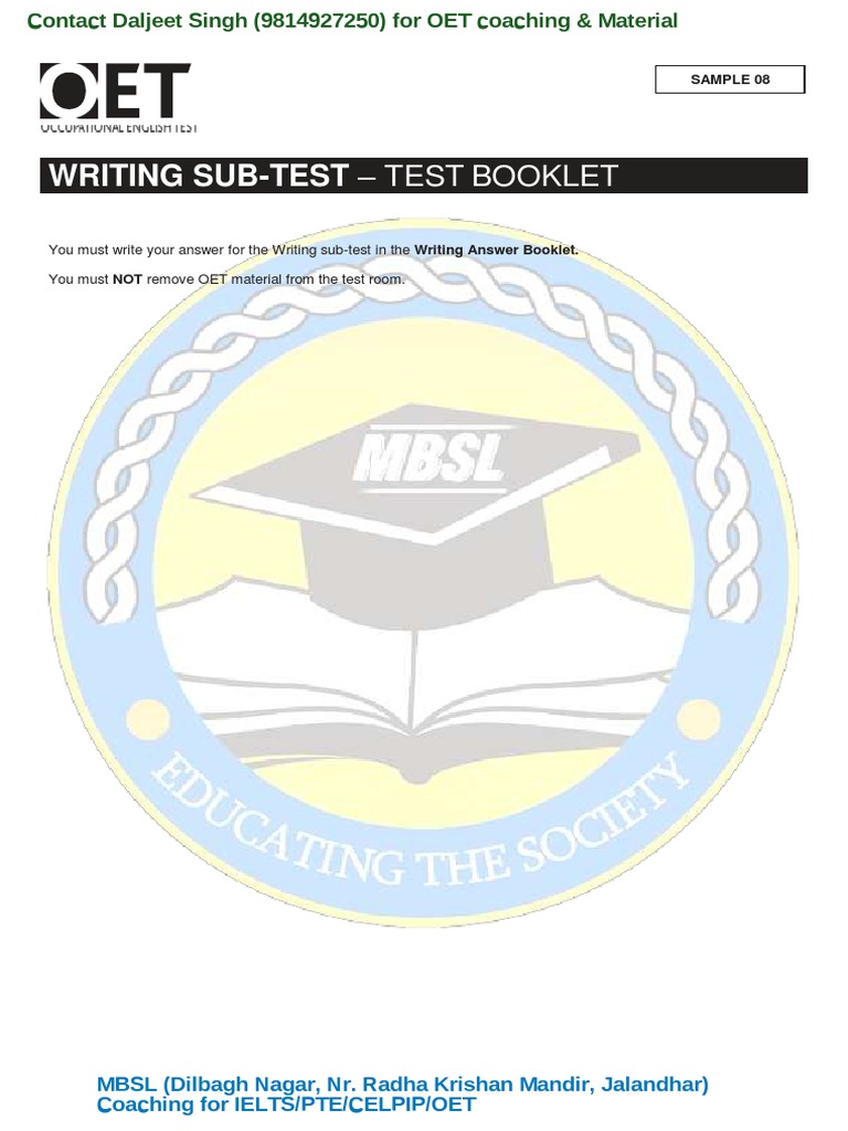 OET Nursing Letter Writing Sample | PDF | Palliative Care | Health Sciences
