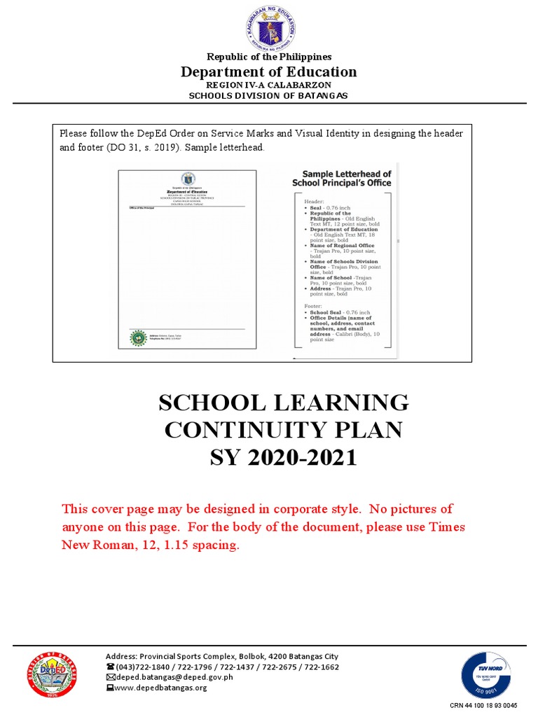 School LCP Format | PDF | Distance Education | Learning