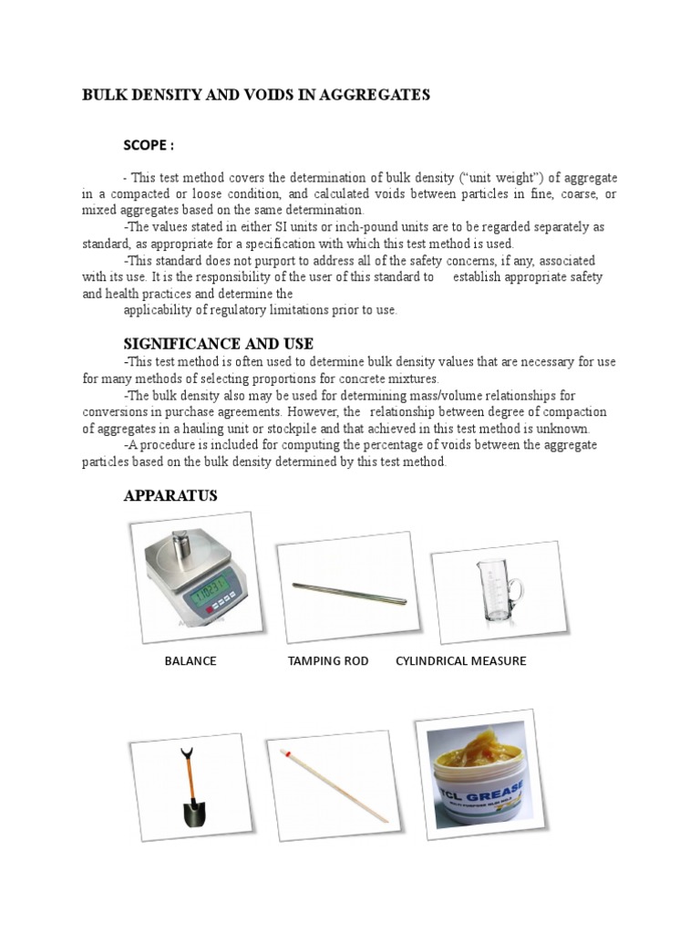 Bulk Density and Voids in Aggregates | PDF | Density | Physical Quantities