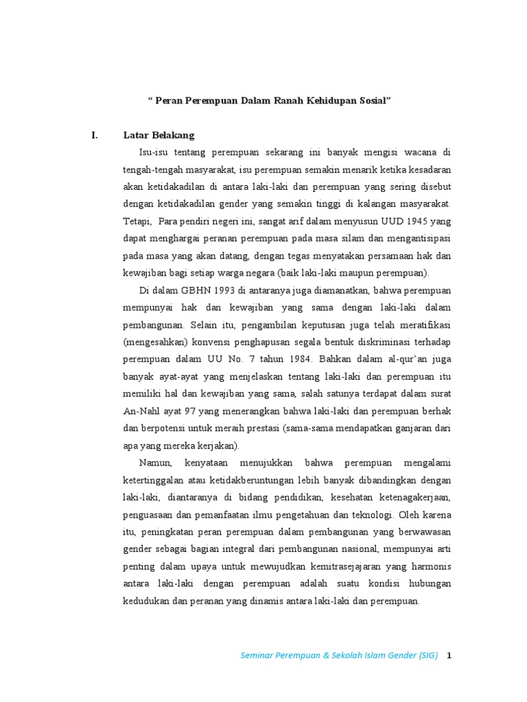 Peran Perempuan dalam Pembangunan Sosial | PDF