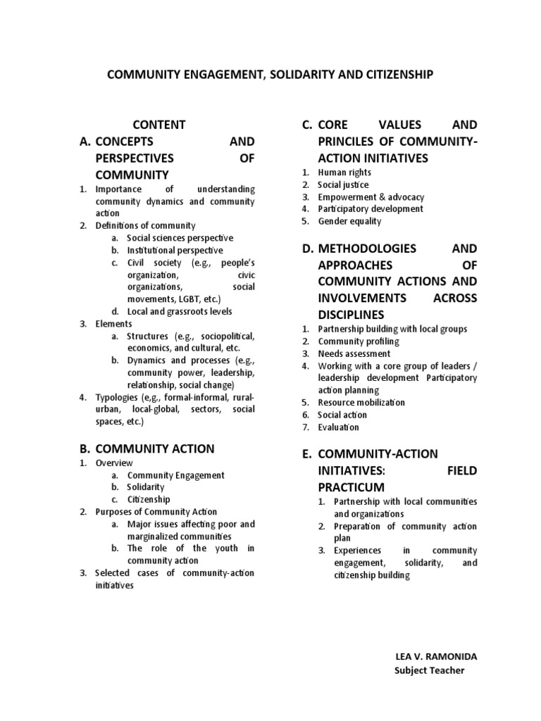 Subject Coverage Community Engagement | PDF | Community | Empowerment