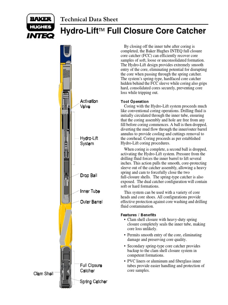 Hydro-Lift Full Closure Core Catcher: 7Hfkqlfdo'Dwd6Khhw | PDF | Pipe ...