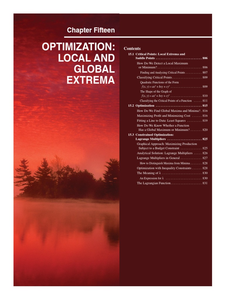 Optimization: Local and Global Extrema: Chapter Fifteen | PDF | Maxima ...