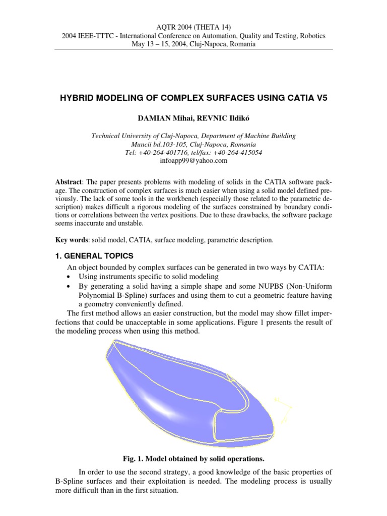 Hybrid Modeling of Complex Surfaces Using Catia V5 | PDF | 3 D Modeling ...