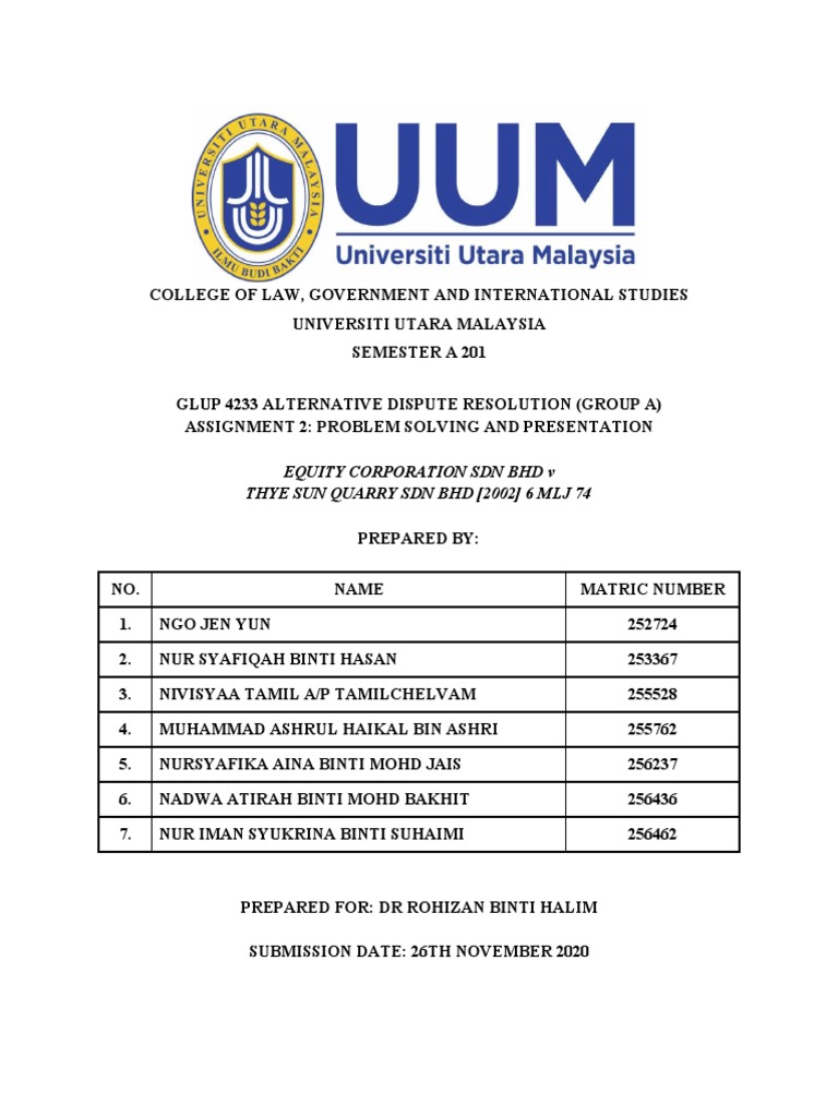 ASSIGNMENT 2 ADR (Full) | PDF | Alternative Dispute Resolution | Mediation