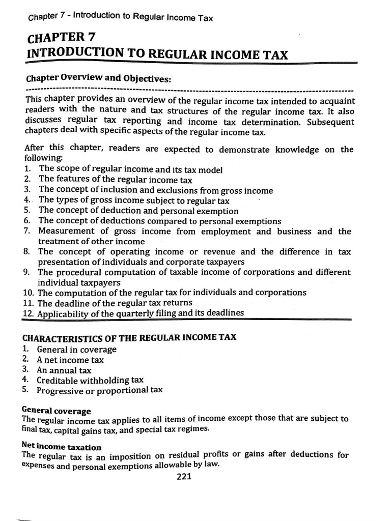 Introduction To Regular Income Tax | PDF