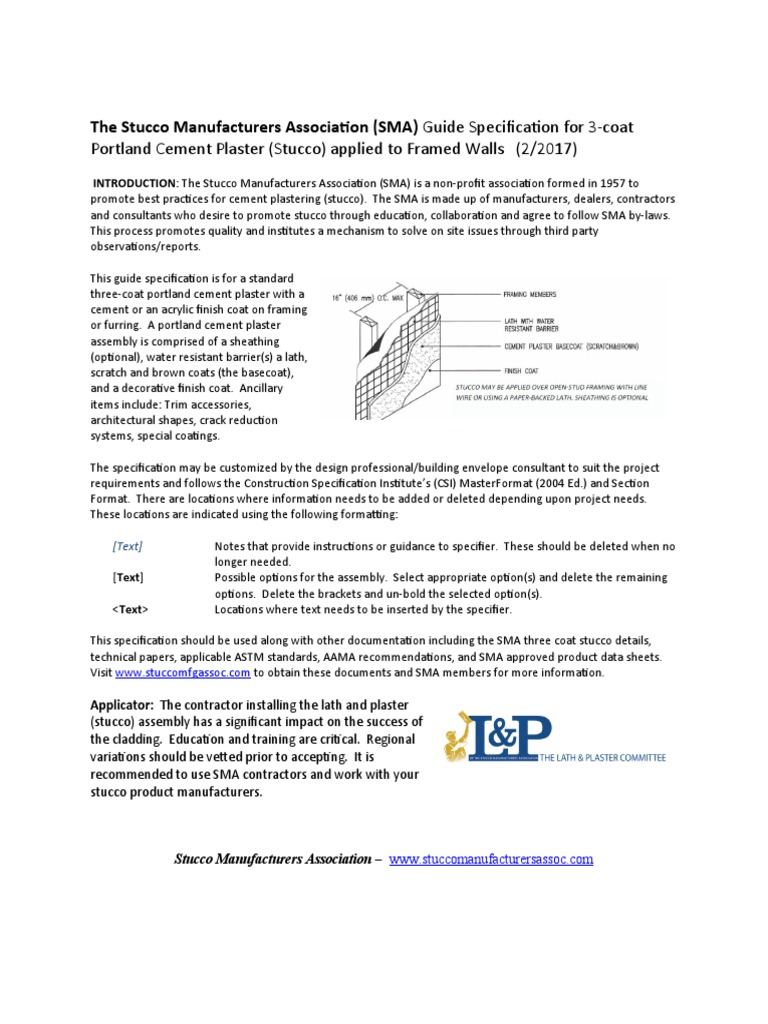 Portland Cement Plaster (Stucco) Applied To Framed Walls (2/2017) | PDF ...