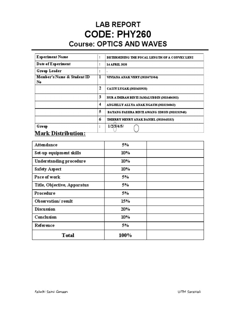 CODE: PHY260: Lab Report Course: Optics and Waves | PDF | Physics | Electrodynamics