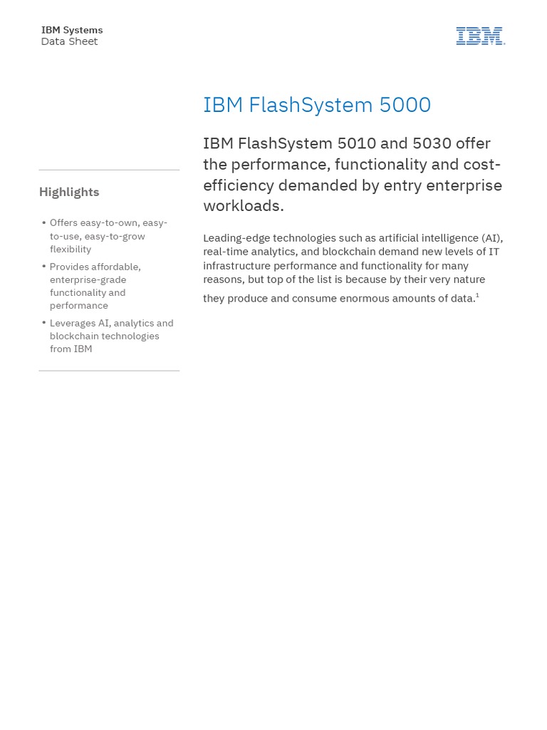 IBM FlashSystem 5000 Data Sheet | PDF | Cloud Computing | Computer Data Storage