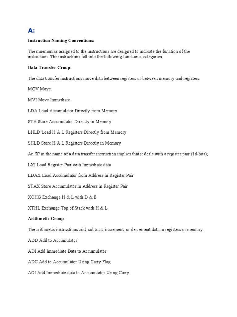 Instructions 8085 | PDF | Digital Electronics | Computer Architecture