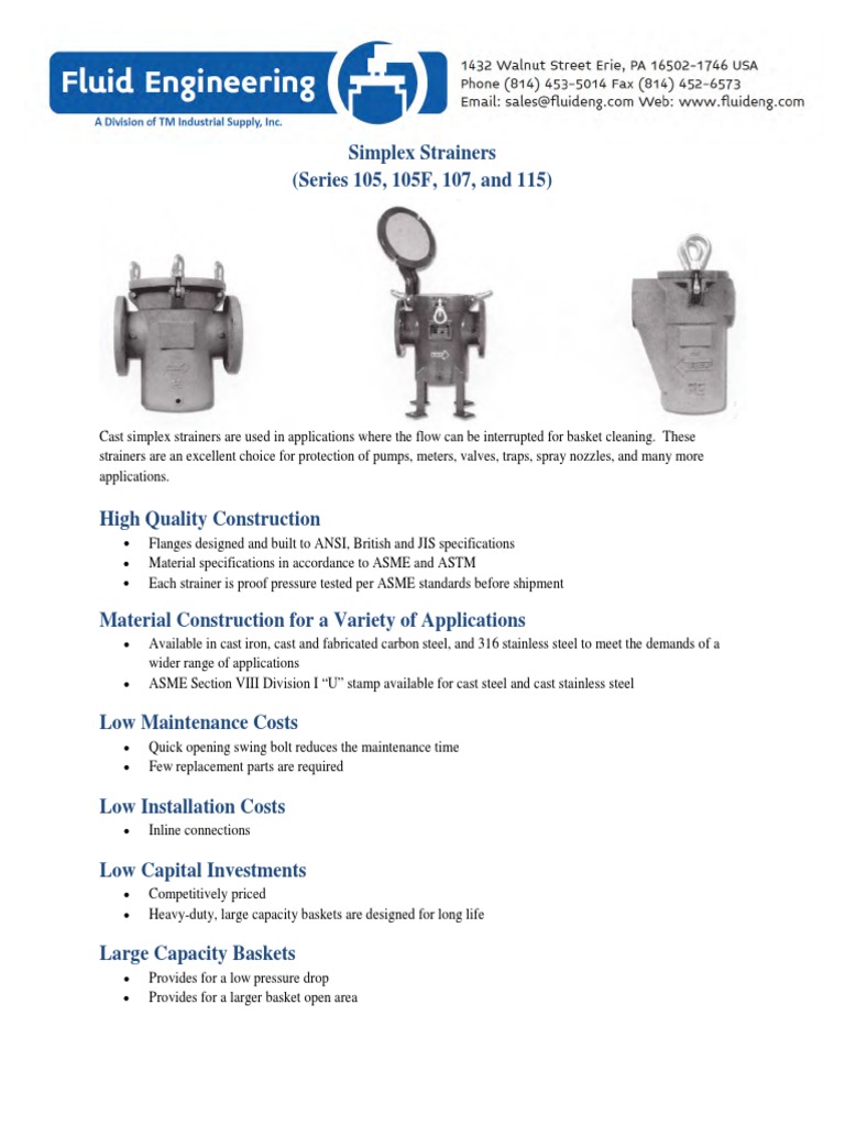 Simplex Strainers (Series 105, 105F, 107, and 115) | PDF | Building ...
