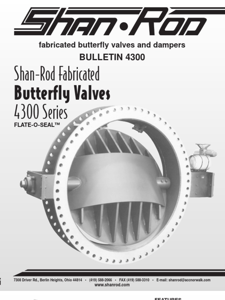Shan-Rod Fabricated Butterfly Valves 4300 Series: Bulletin 4300 | PDF | Valve | Bearing (Mechanical)