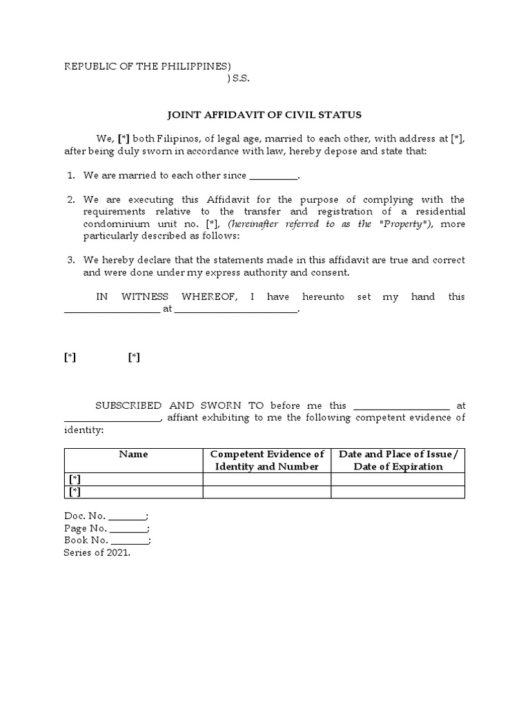 Affidavit of Civil Status-Sample | PDF