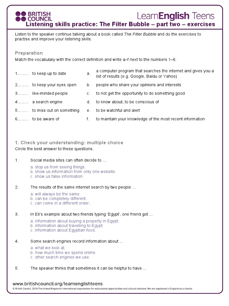 The Filter Bubble - Part Two - Exercises | PDF | Web Search Engine ...