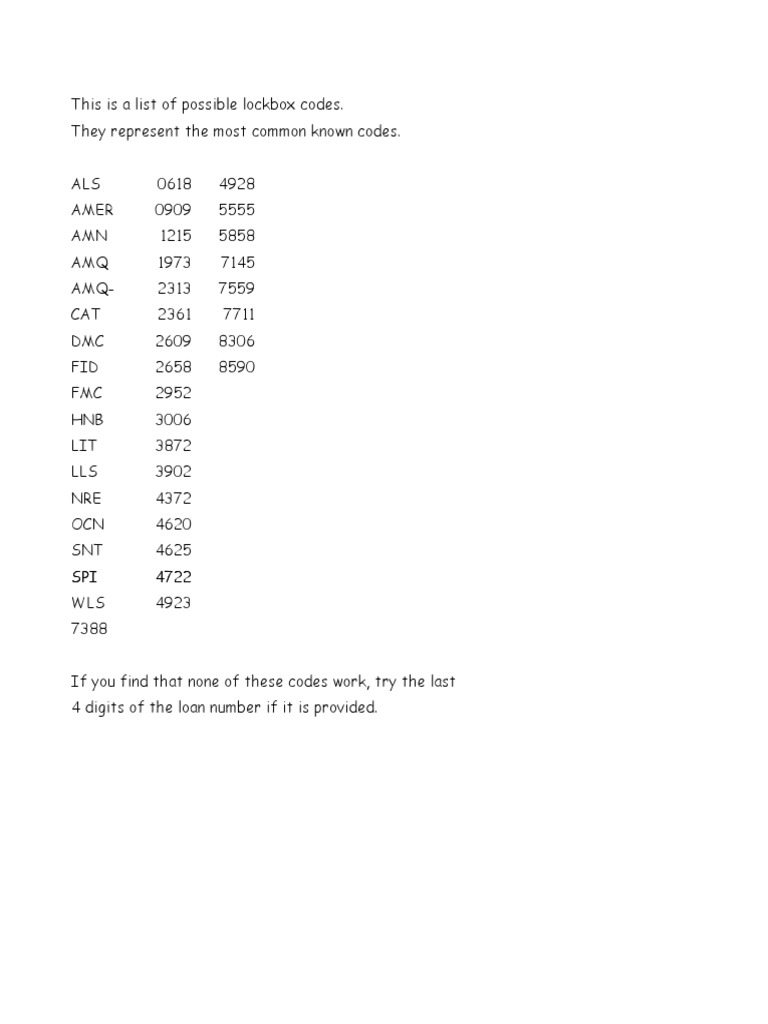 LockBox Codes PDF | PDF