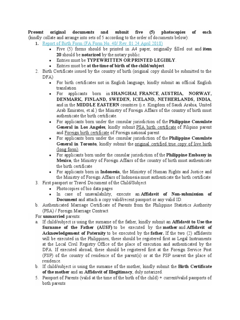 Report of Birth Form (FA Form No. 40/ Rev. 01 24 April 2018) | Download ...