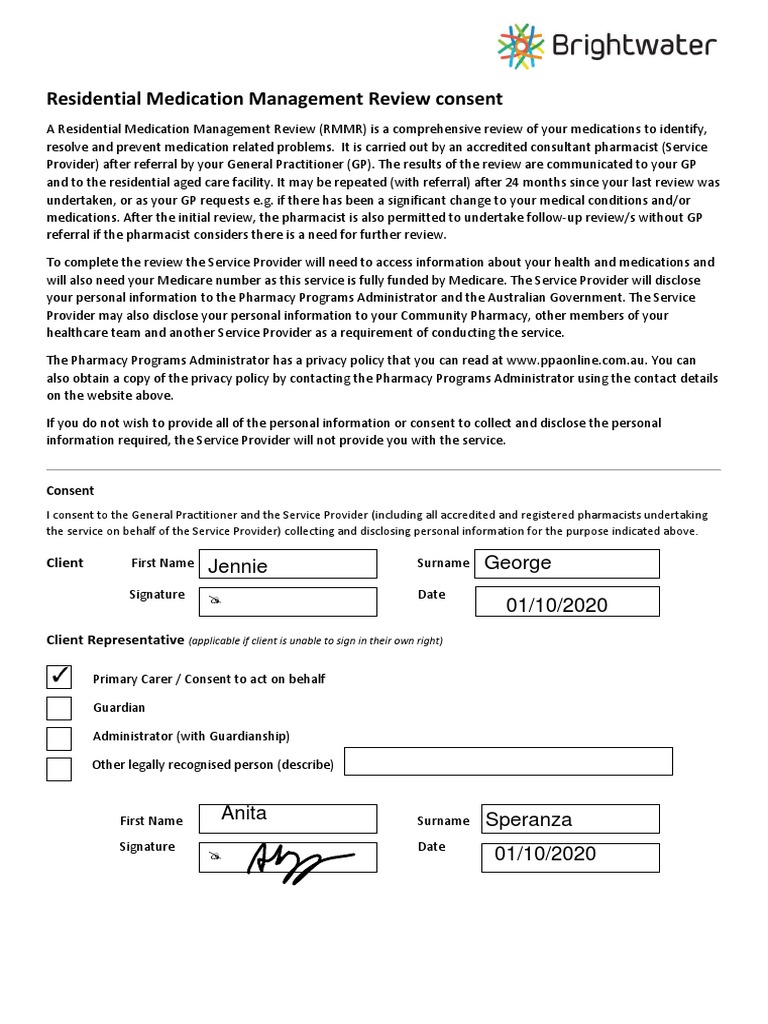 RMMR Consent for Medication Review | PDF | General Practitioner | Pharmacy